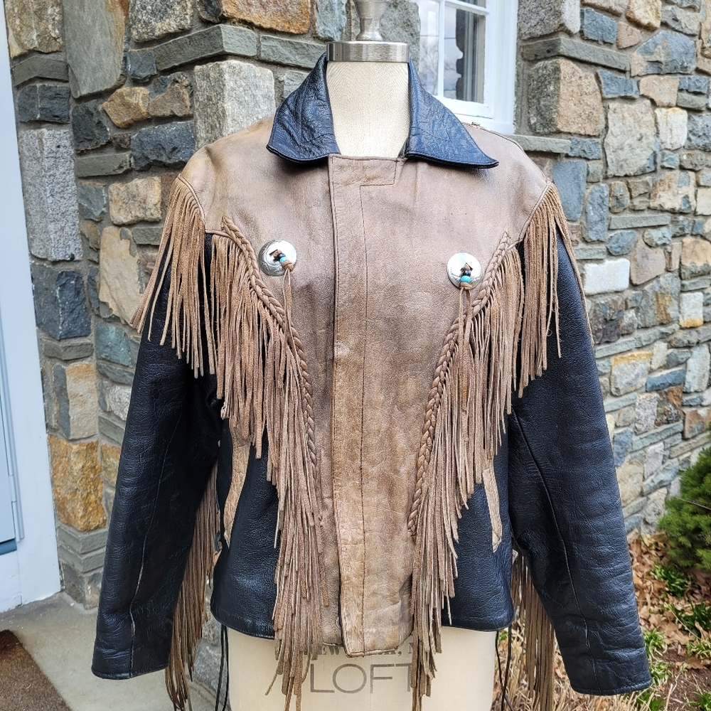 Unik Fringe Concho Vintage Leather Motorcycle Biker J… - Gem
